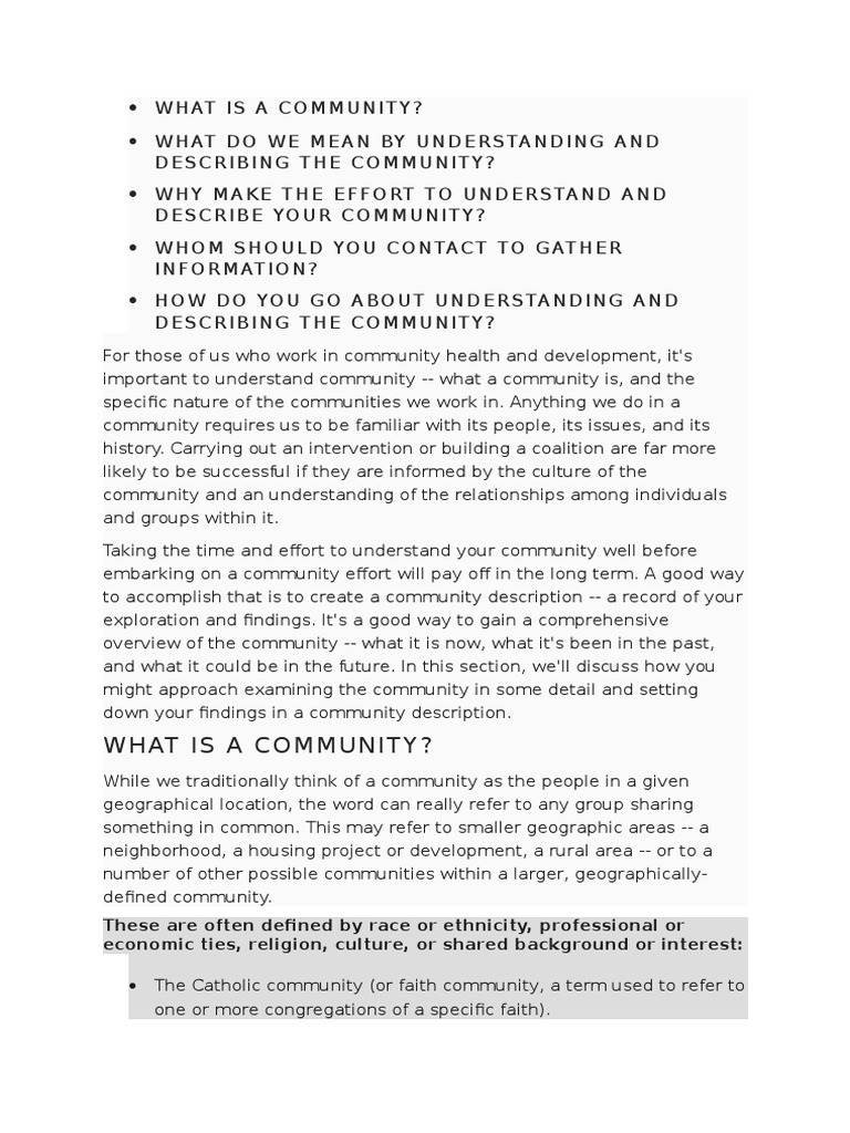 Section 2.understanding and Describing Community | Community | Survey ...