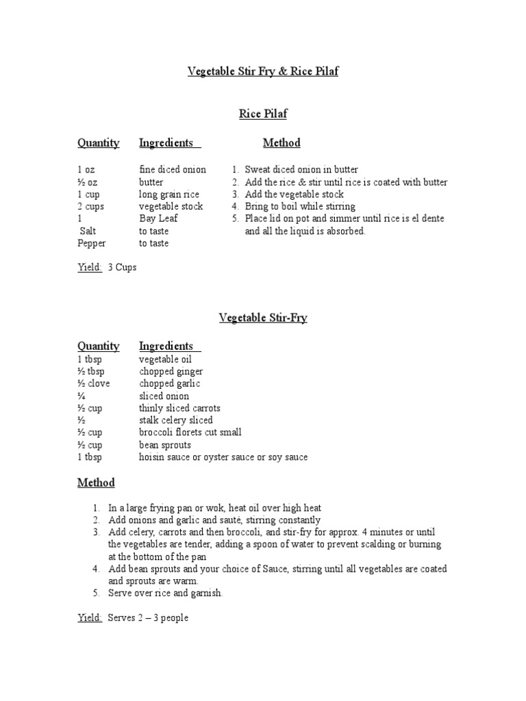 Vegetable Stir Fry | PDF