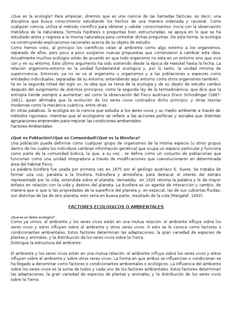 Factores LIMITANTES de Un Ecosistema | PDF | Organismos | Suelo