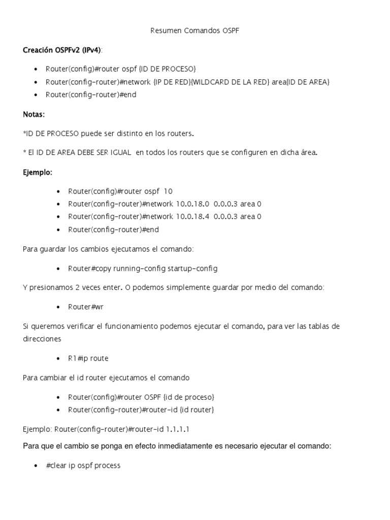 Resumen Comandos CNA 1 | PDF | Enrutador (Computación) | Yo Pv6