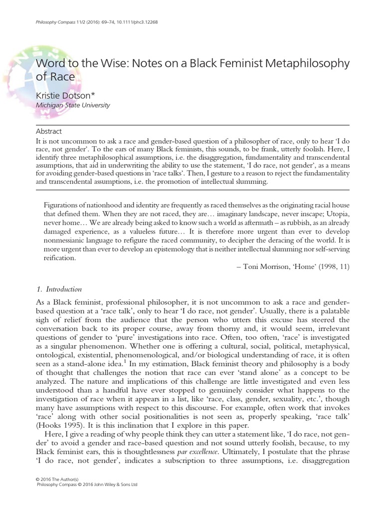 Black W Metaphil of Race | PDF | Race (Human Categorization) | Gender