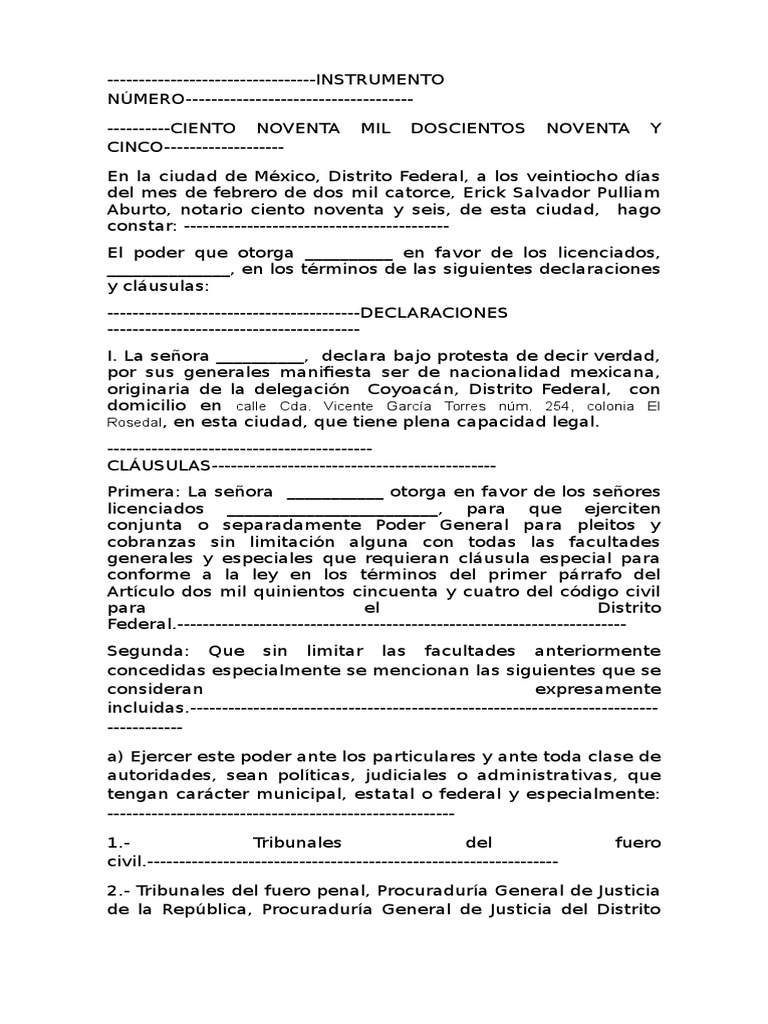 Poder para Pleitos y Cobranzas | PDF | Ciudad de México | México