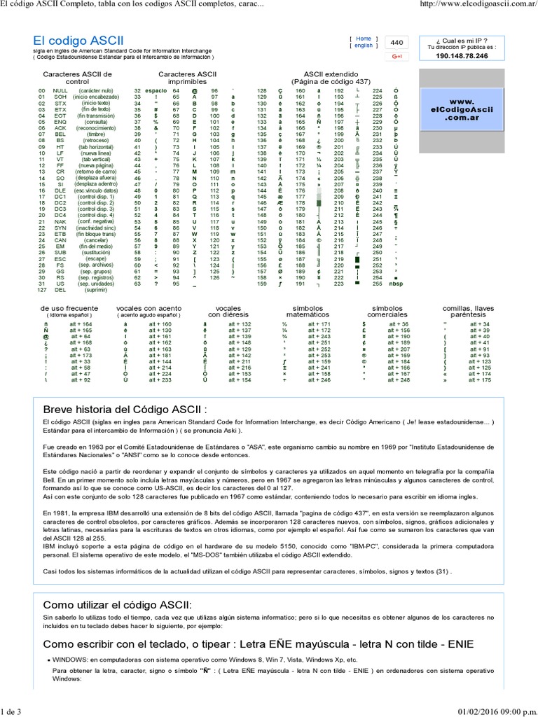 Código Ascii | PDF | Texto | Comunicación escrita