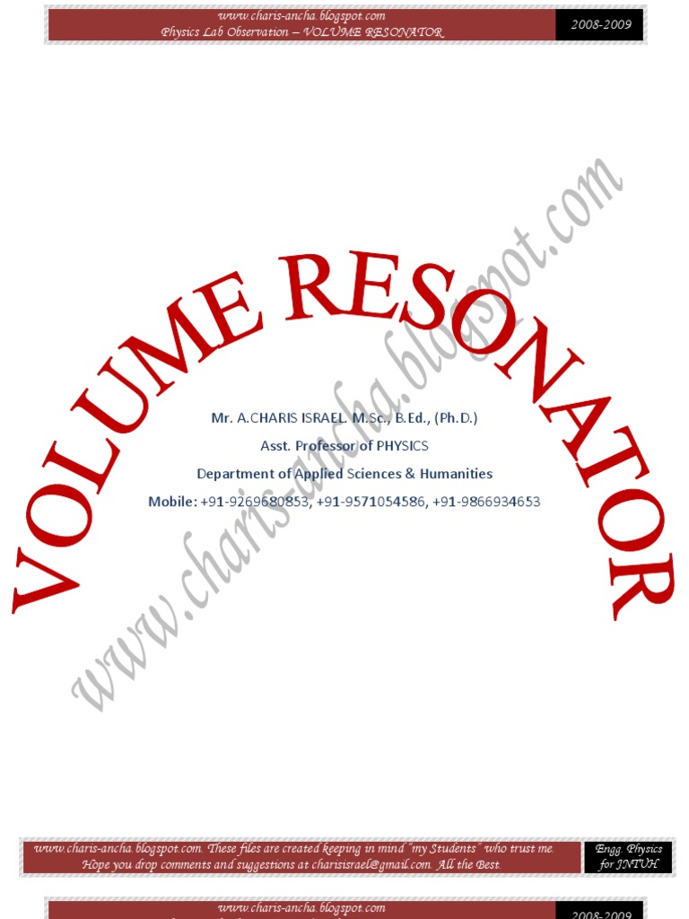 Volume Resonator Experiment Analysis | PDF | Resonance | Cartesian ...