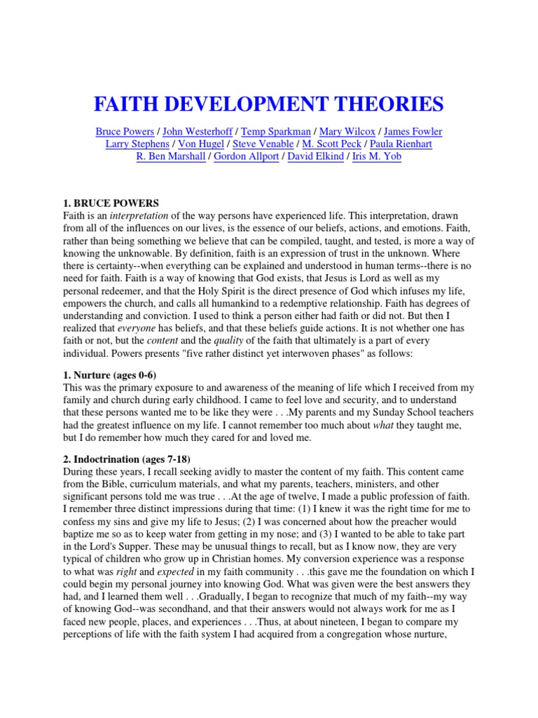 14 Faith Development Theories | Adolescence | Faith