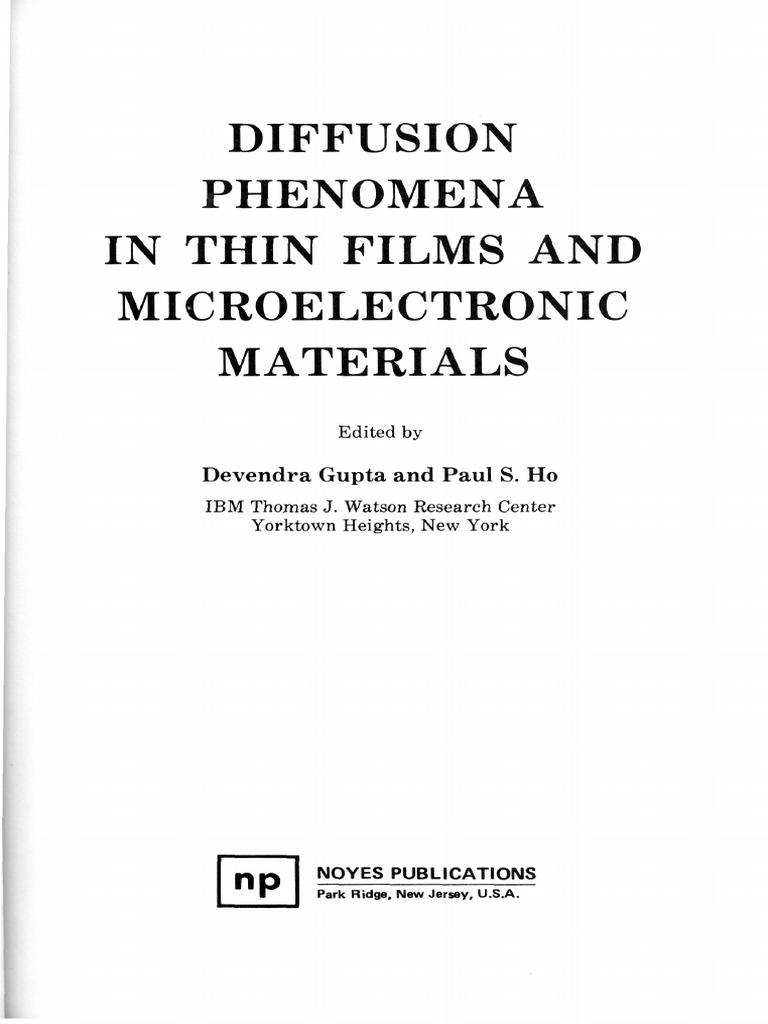 Diffusion Phenomena in IN THIN FILMS AND MICROELECTRONIC MATERIALS ...