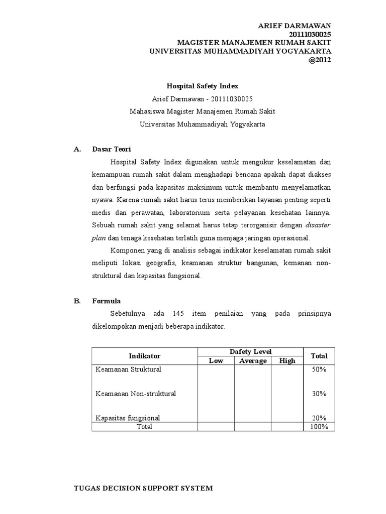 Hospital Safety Index DSS | PDF