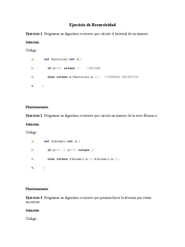 Ejercicios de Recursividad en C++ | PDF | Recursividad | Algoritmos