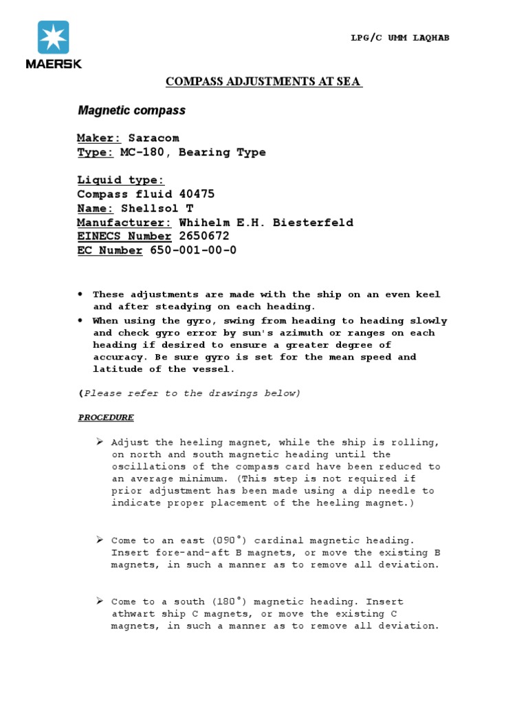 Compass Adjustment | PDF | Compass | Water Transport