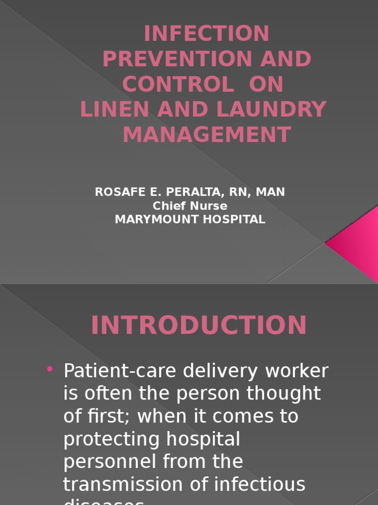 Infection Prevention and Control in Linen and Laundry Management | PDF ...