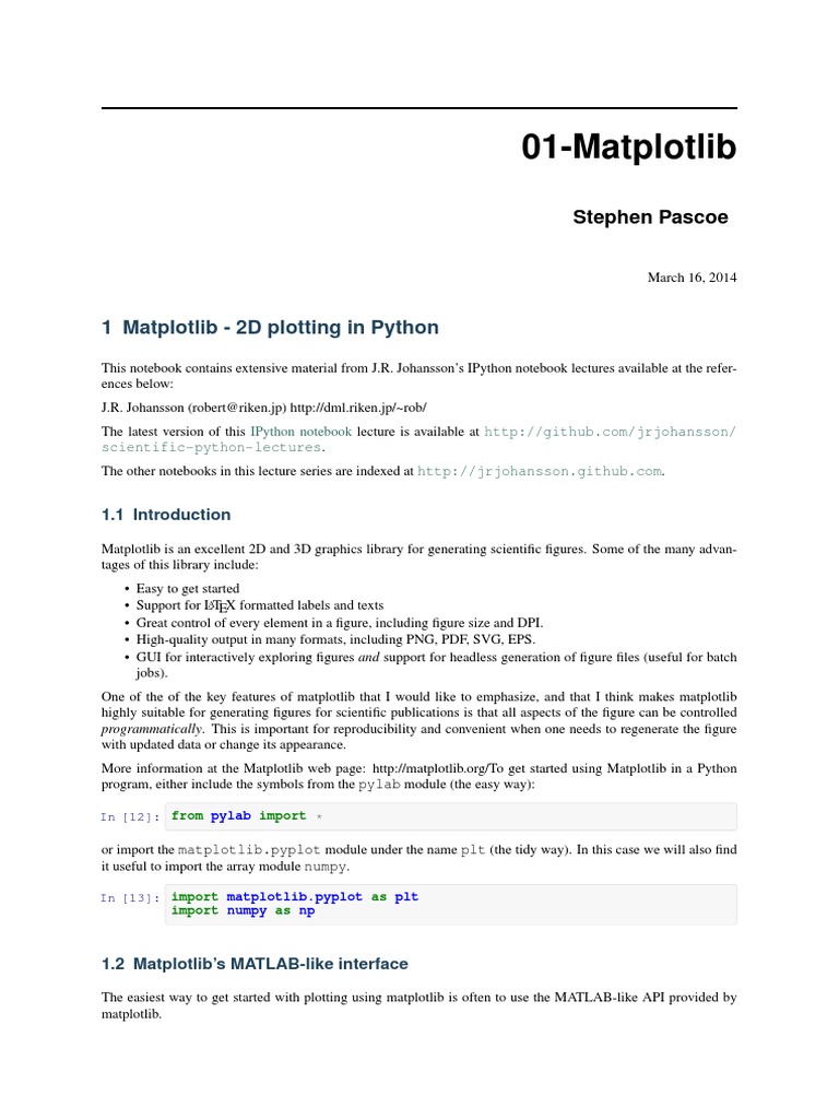 01 Matplotlib PDF | PDF | Cartesian Coordinate System | Application ...