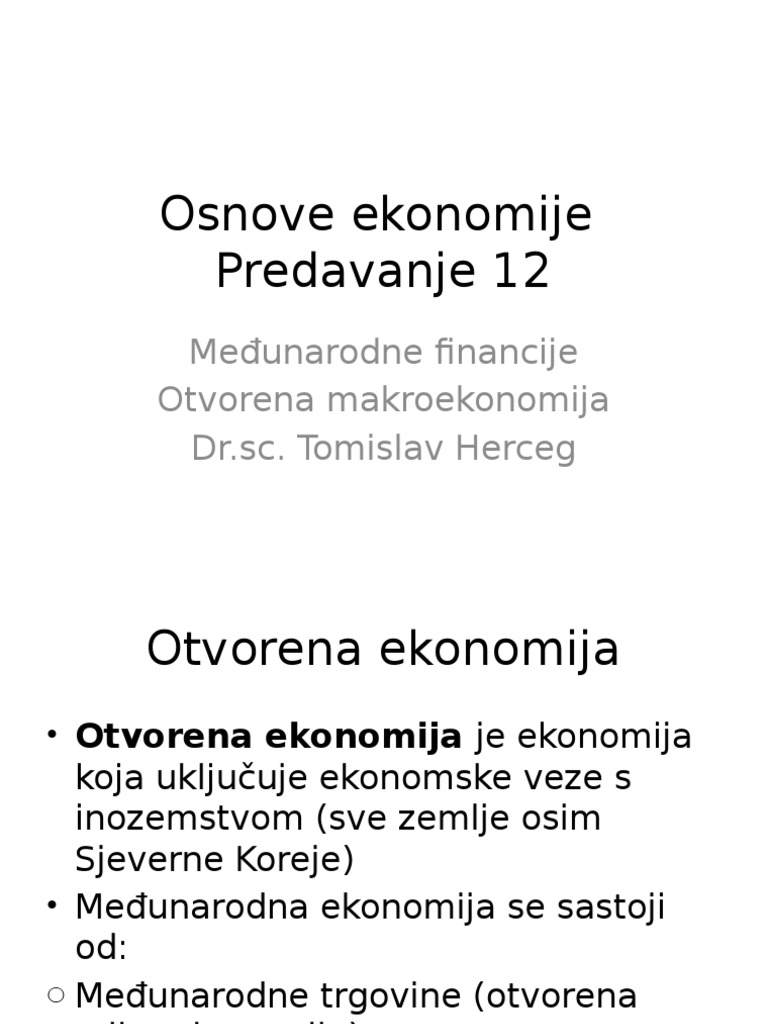 Predavanje 12 Međunarodna Ekonomija | PDF
