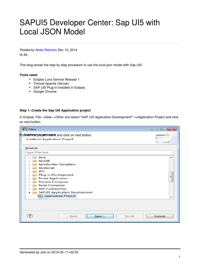 Sap Ui5 With Local Json Model | PDF | Eclipse (Software) | Json