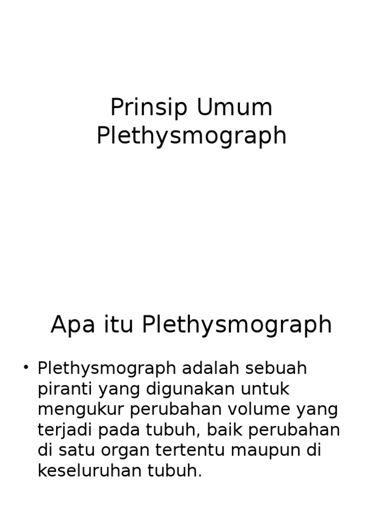 Prinsip Umum Plethysmograph | PDF