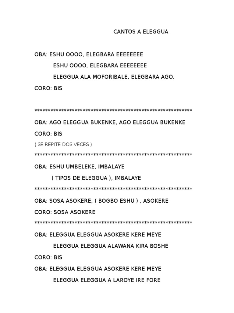 Cantos A Eleggua | PDF