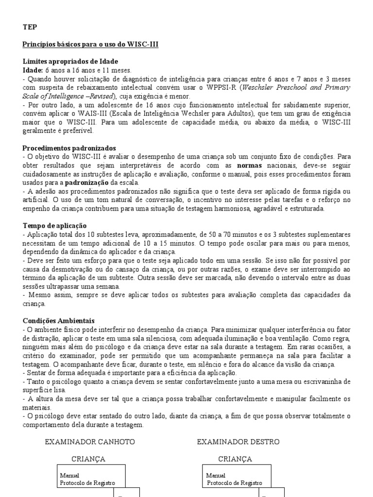 Princípios Básicos para o Uso Do WISC-III | PDF | Escala de ...