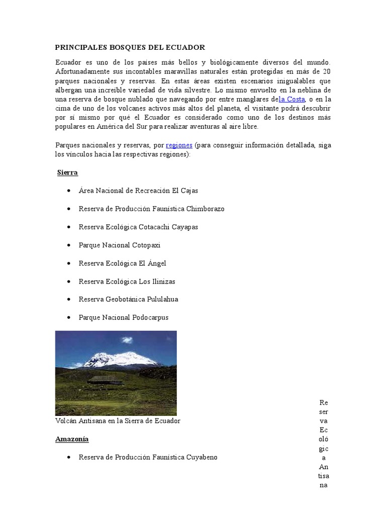 Principales Bosques Del Ecuador | PDF | Ecuador | Selva amazónica