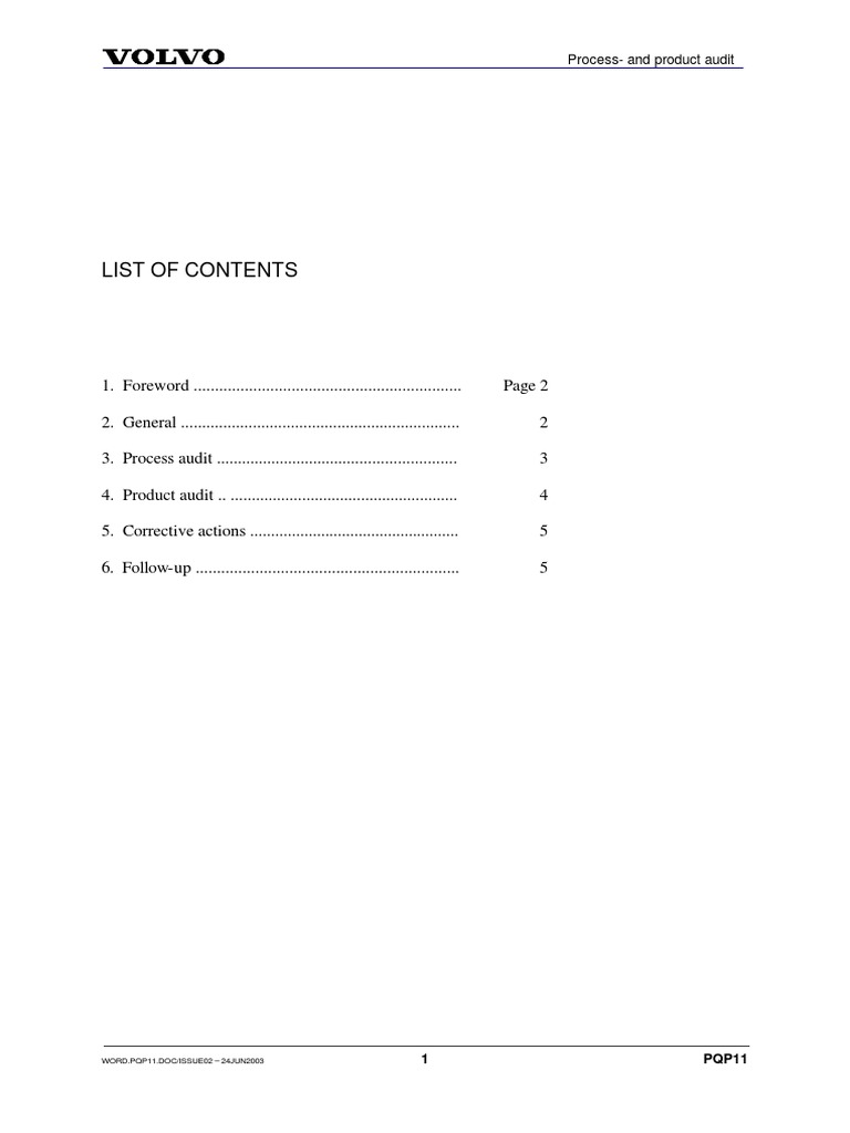 Process Audit - Volvo | PDF | Audit | Quality Management System
