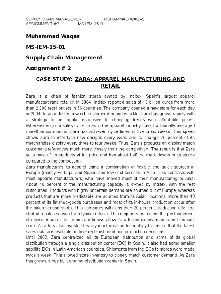 Zara's Supply Chain Strategy Analysis | PDF | Retail | Inventory
