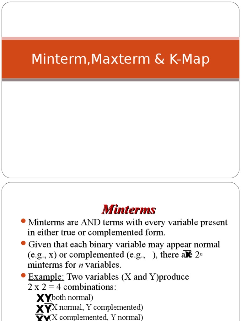 Minterm, Maxterm & K-Map | PDF | Theory Of Computation | Mathematical Logic