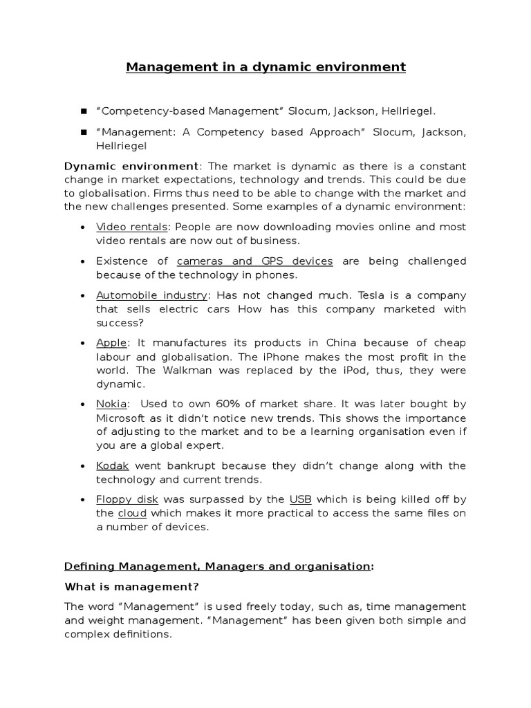 Management in A Dynamic Environment | PDF | Goal | Marketing