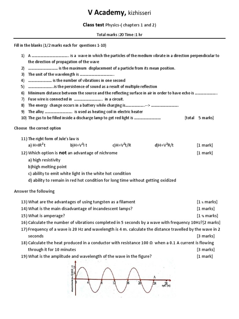 Classtest Phy | PDF | Science & Mathematics
