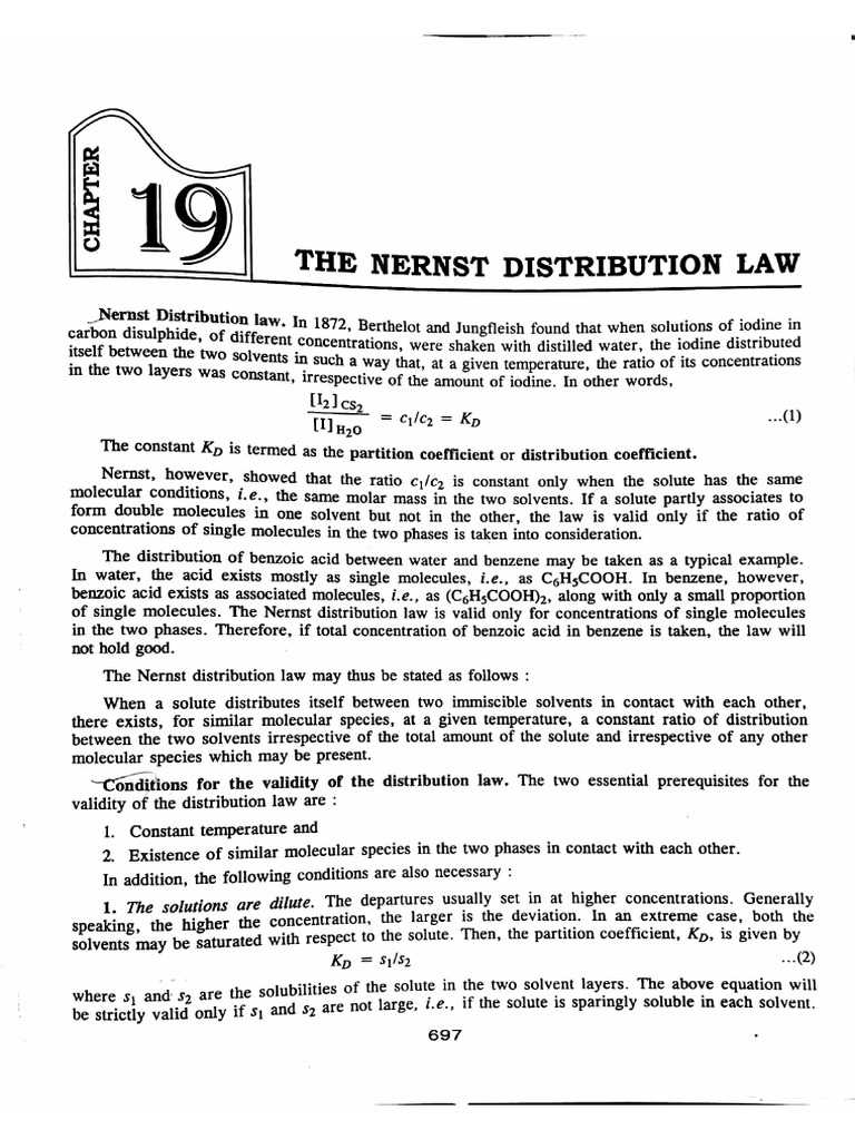 Nernst Distribution Law Guide | PDF