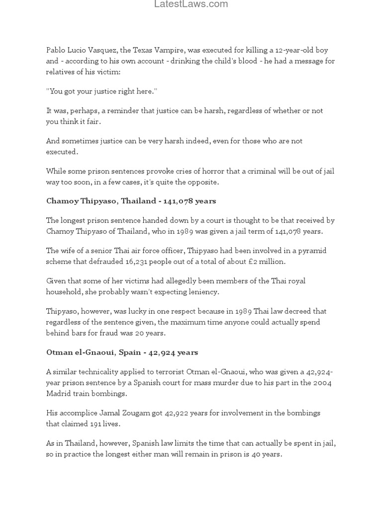 Long Prison Sentences | PDF | Law Enforcement | Crime & Violence