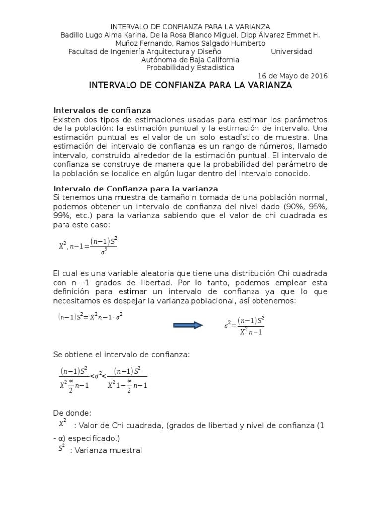 Intervalo de Confianza para La Varianza Ejercicios Resueltos | PDF ...