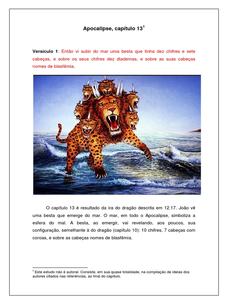 Apocalipse Cap 13 Pdf A Besta Apocalipse O Número Do Monstro