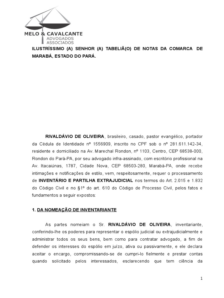 Instrumento Particular de Partilha Amigável - Adalcino Braz Januario ...