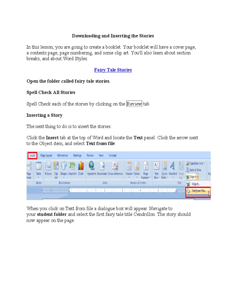 Downloading and Inserting Stories | PDF | Microsoft Word | Cursor (User Interface)
