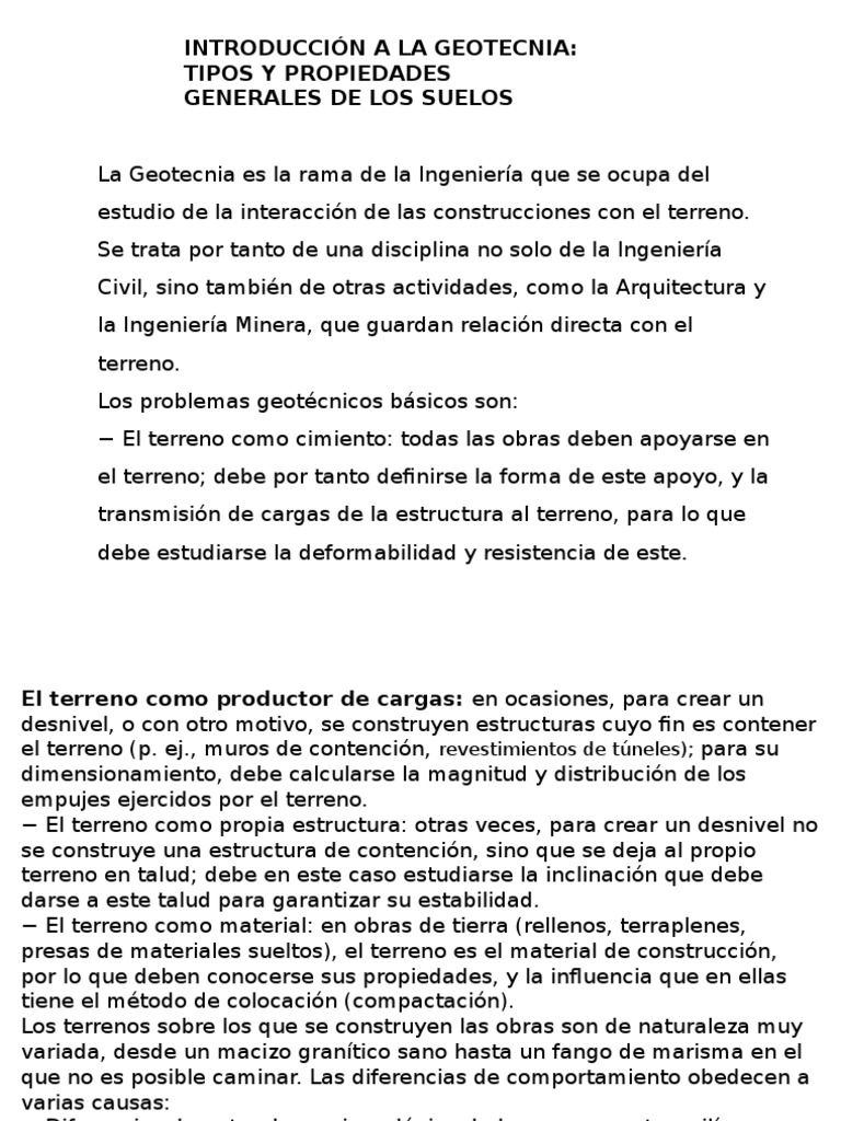 Introduccion A La Geotecnia 1 | PDF | Ingeniería geotécnica | Roca (geología)