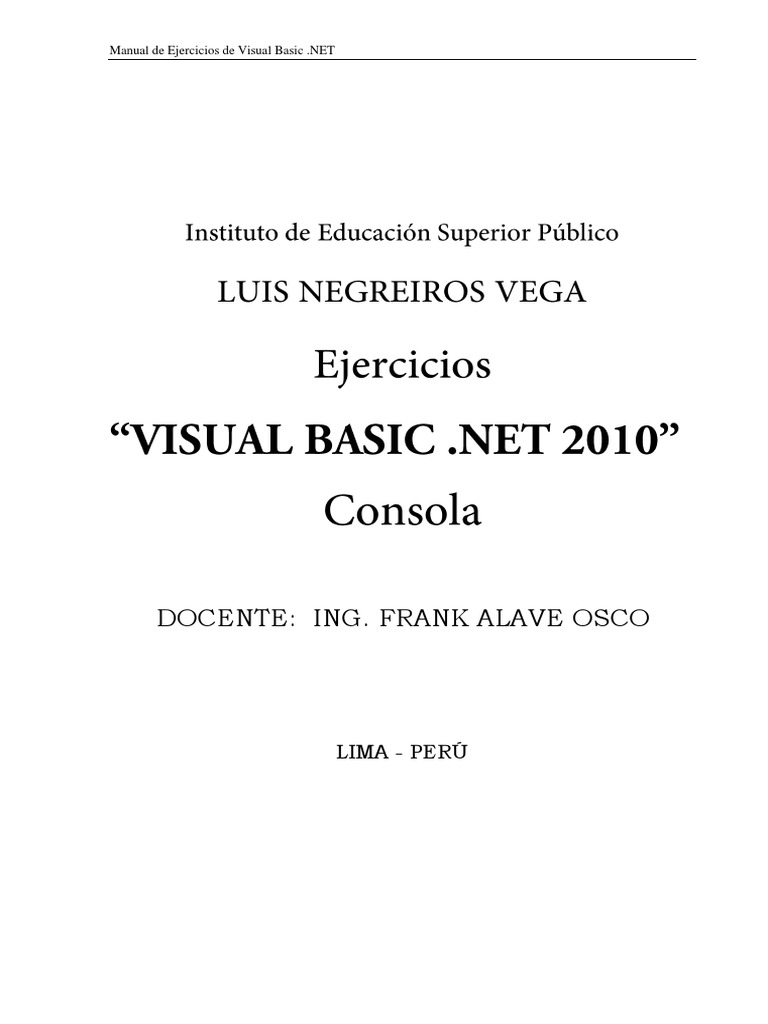 21 Ejercicios de Visual Basic .NET | PDF | Interfaz de línea de comando ...