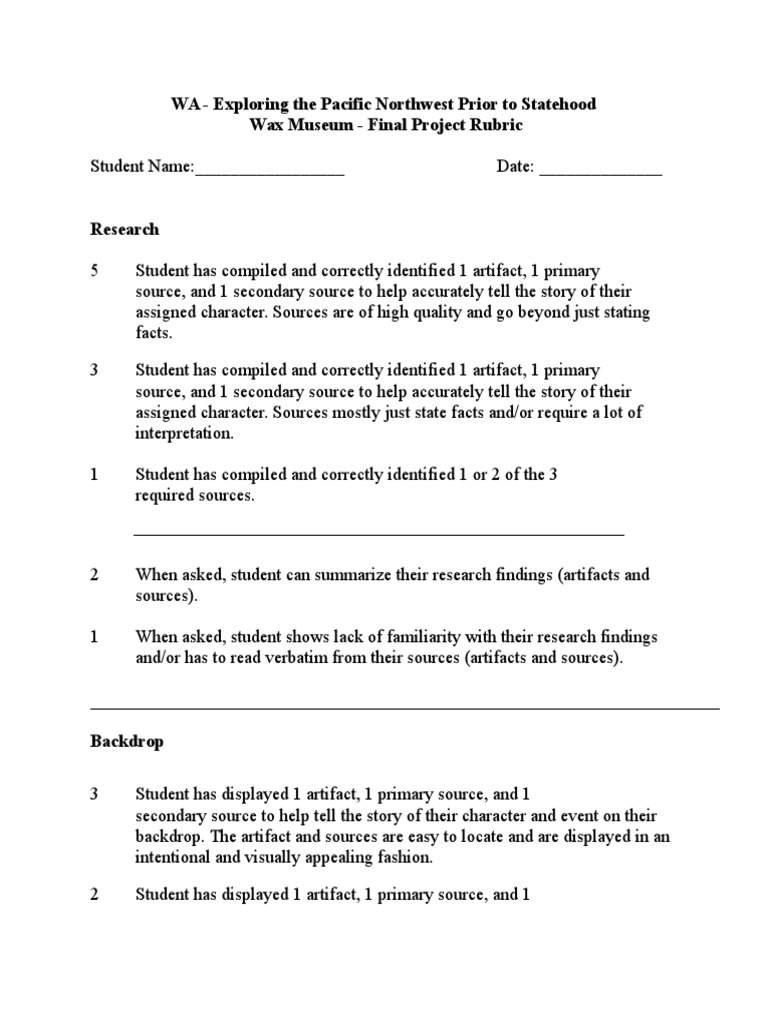 4th Grade - Summative Assessment Rubric | PDF | Primary Sources ...