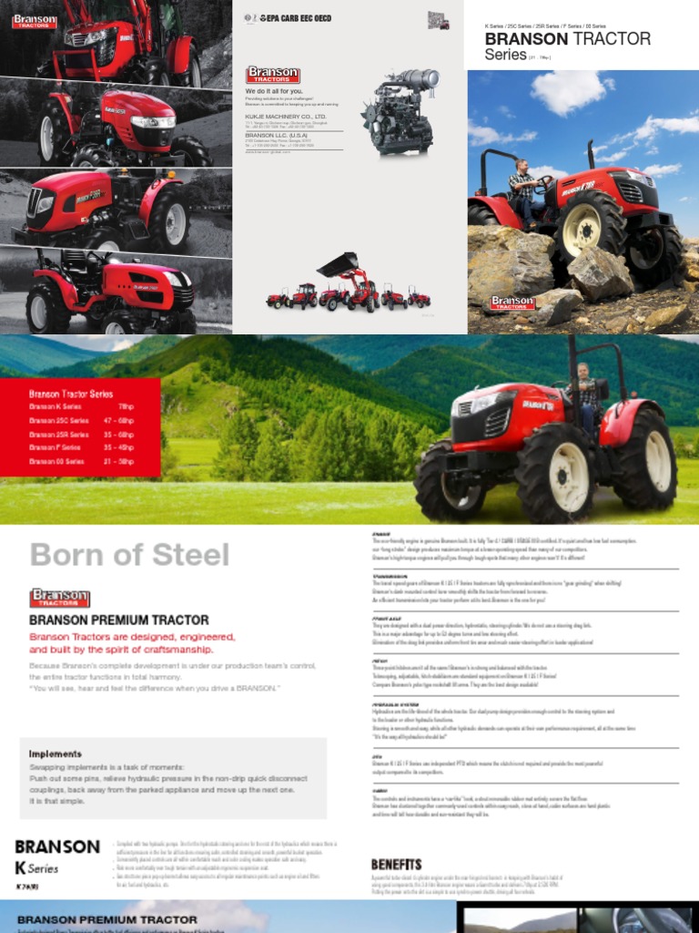 Branson Tractor Overview and Features | PDF | Tractor | Manual Transmission