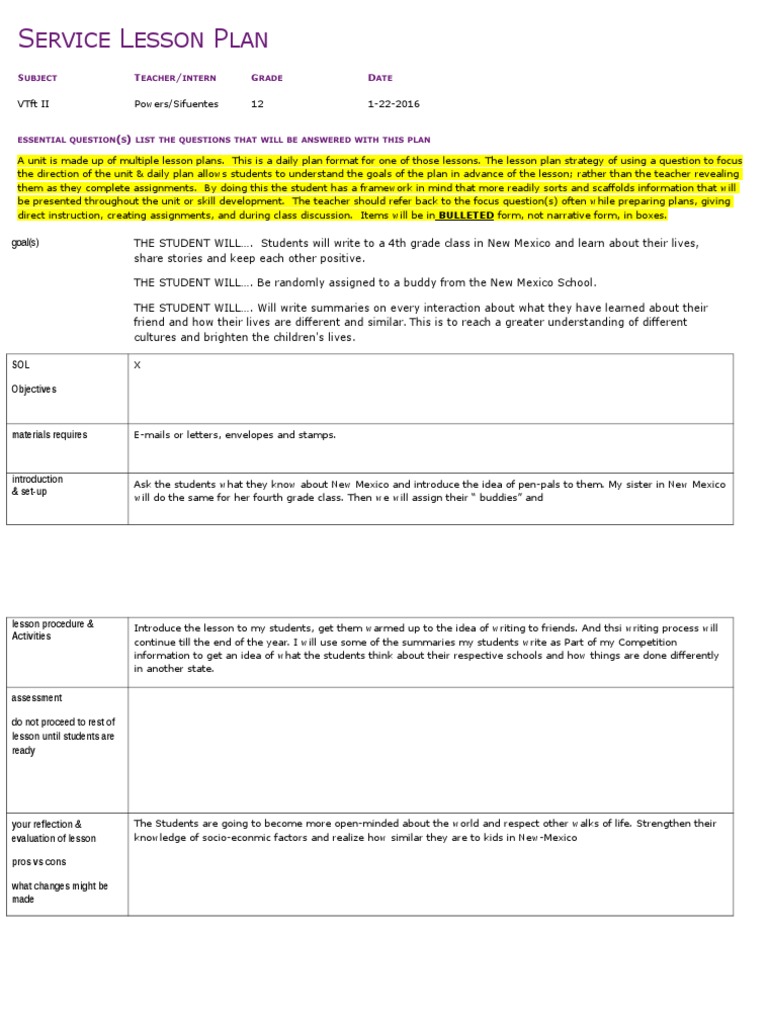 Engaging Pen-Pal Lesson Plan | PDF