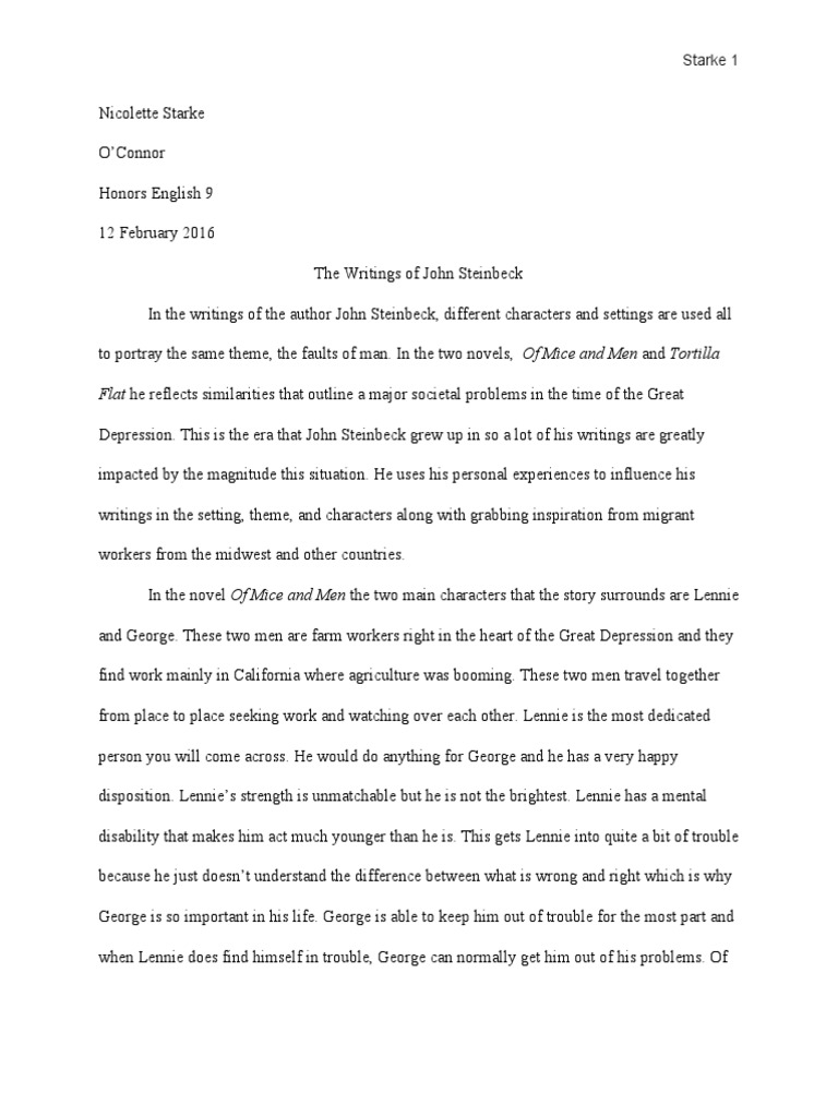 Steinbeck's Themes in Of Mice and Men | PDF | John Steinbeck | Thou