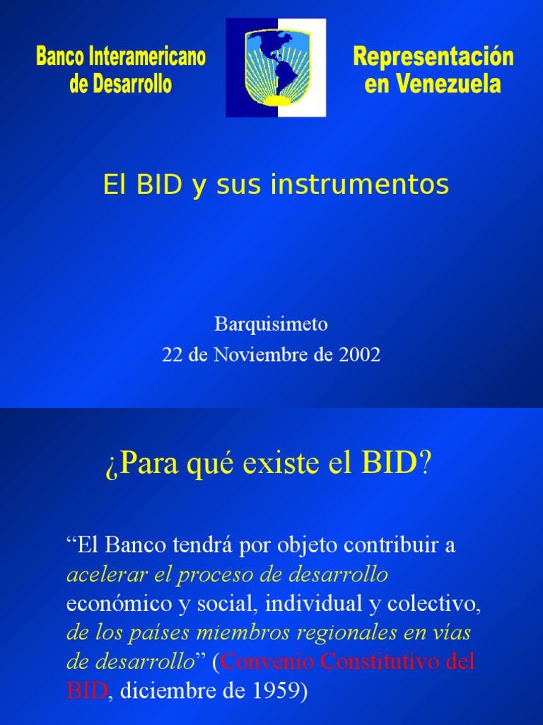 El BID y Sus Instrumentos | Banco Interamericano de Desarrollo ...