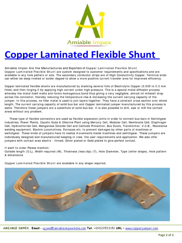 Copper Laminated Flexible Shunt Manufacturer | PDF | Copper ...