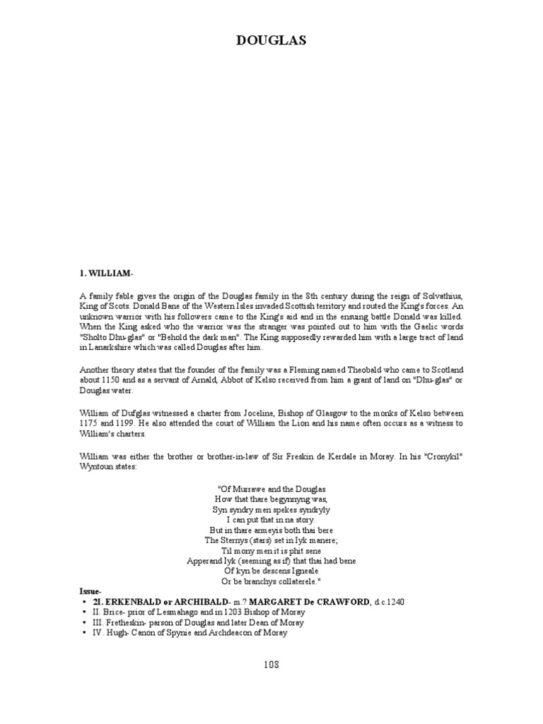 Douglas Genealogy | PDF | Robert The Bruce | Scottish People