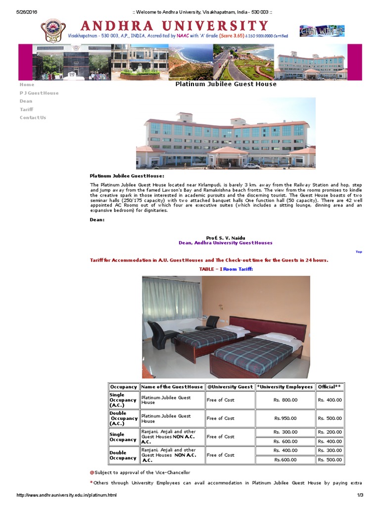 Welcome To Andhra University, Visakhapatnam, India - 530 003 | PDF ...