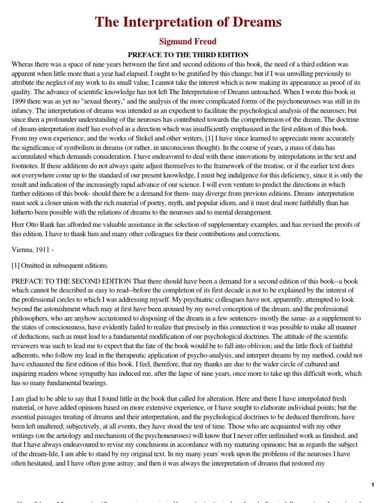 Sigmund Freud - Interpretation of Dreams | PDF