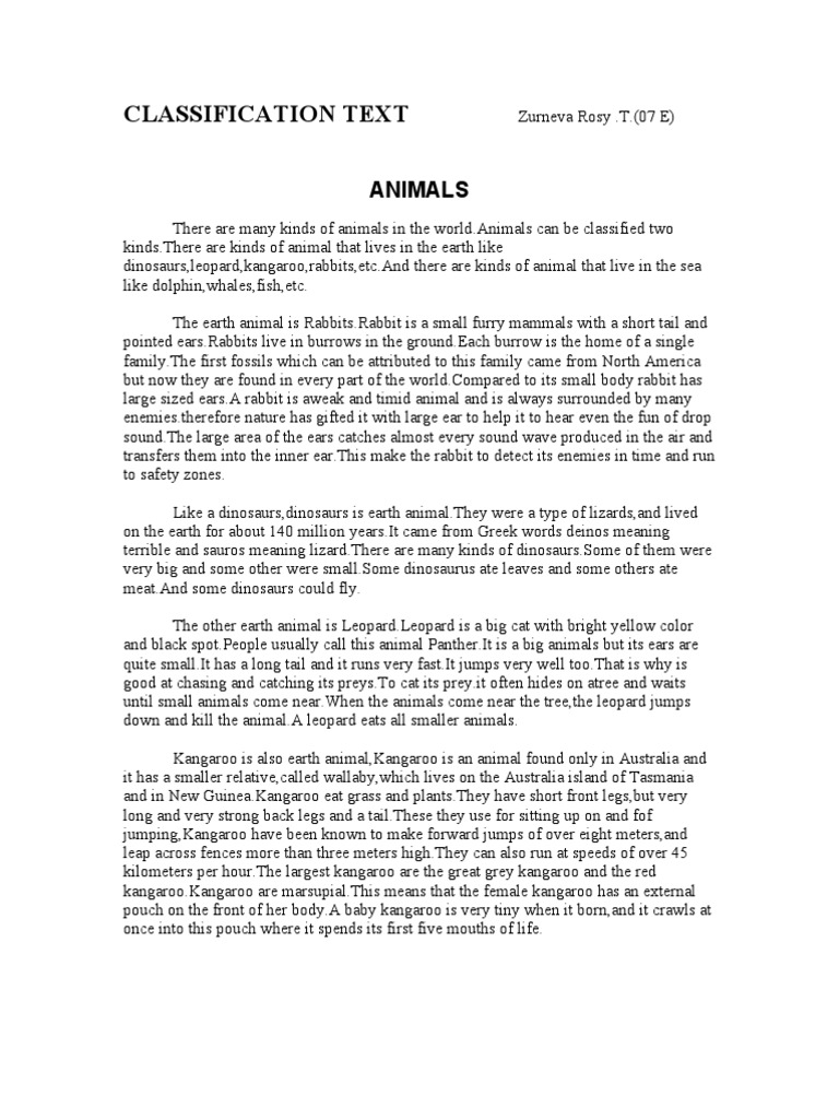 Classification Text | PDF | Giraffe | Lion