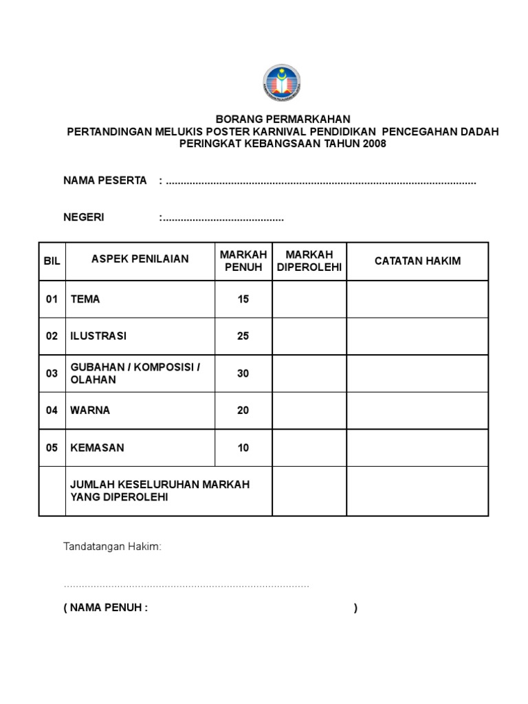 Borang Permarkahan Poster | PDF | Teknologi & Rekayasa