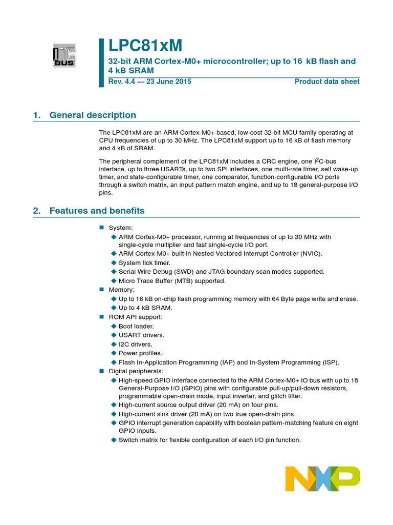 LPC81xM: 1. General Description | PDF | Arm Architecture | Microcontroller