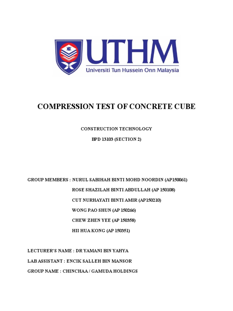 Compression Test of Concrete Cube | PDF | Horticulture And Gardening ...