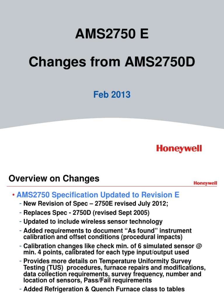 AMS2750 E Changes From AMS2750D | PDF | Calibration | Thermocouple