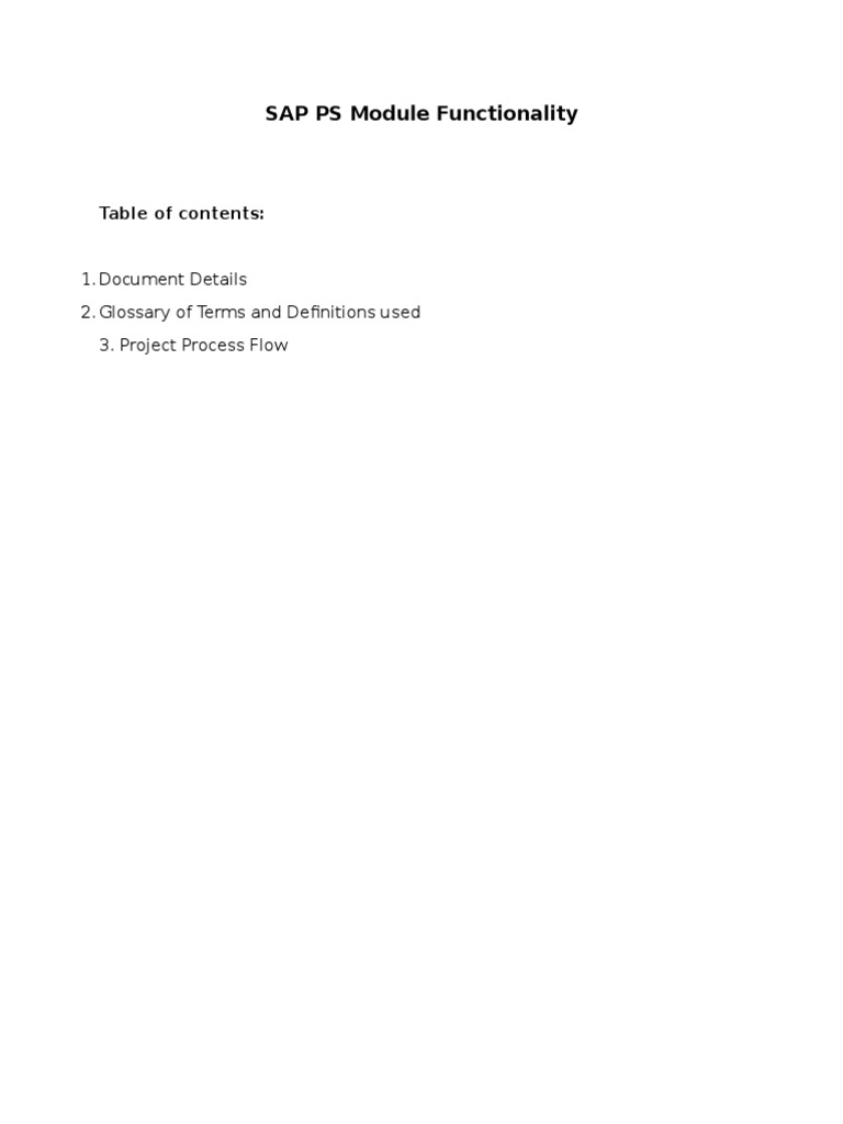 SAP PS Module Functionality | PDF
