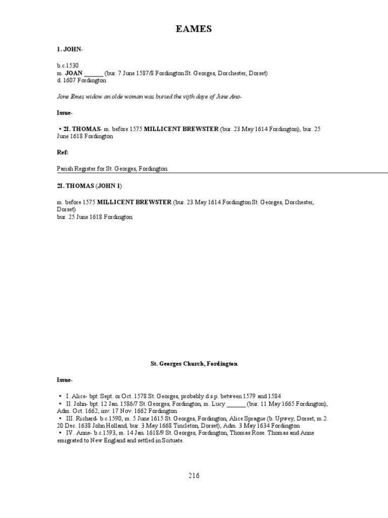 Eames Genealogy | PDF | John Winthrop | Justice